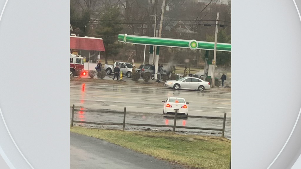 At least 4 people hospitalized after SUV hits pickup truck, gas pumps ...