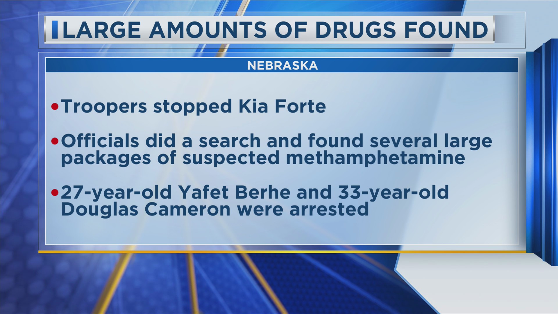Large Amount of Drugs Found in Nebraska Traffic Stop