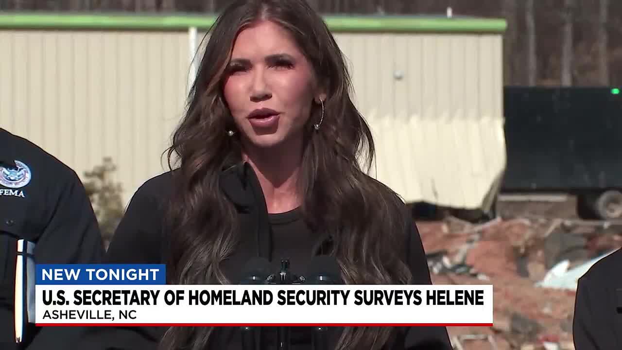 U.S. Secretary of Homeland Security surveys Helene recovery in Asheville