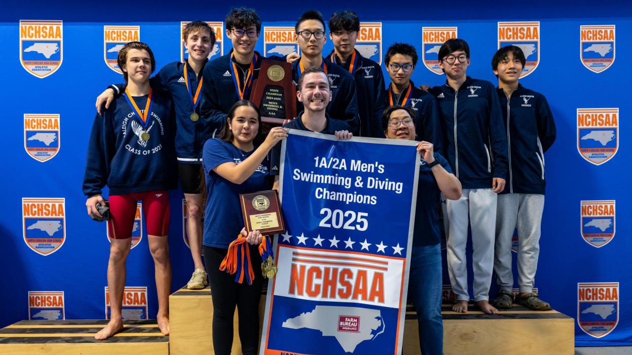 Raleigh Charter's boys swimming team wins back-to-back 1A/2A championships