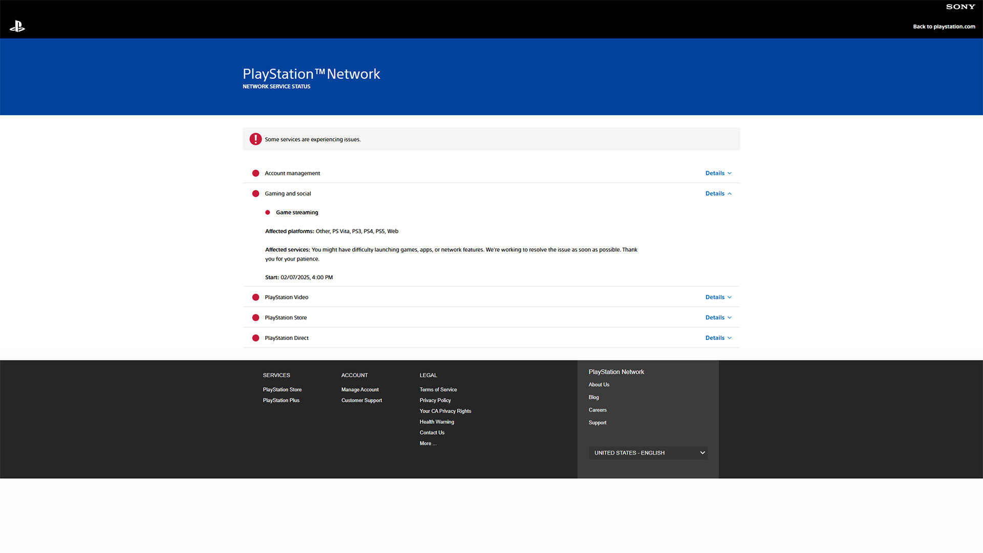 PlayStation Network Is Still Down with No Updates