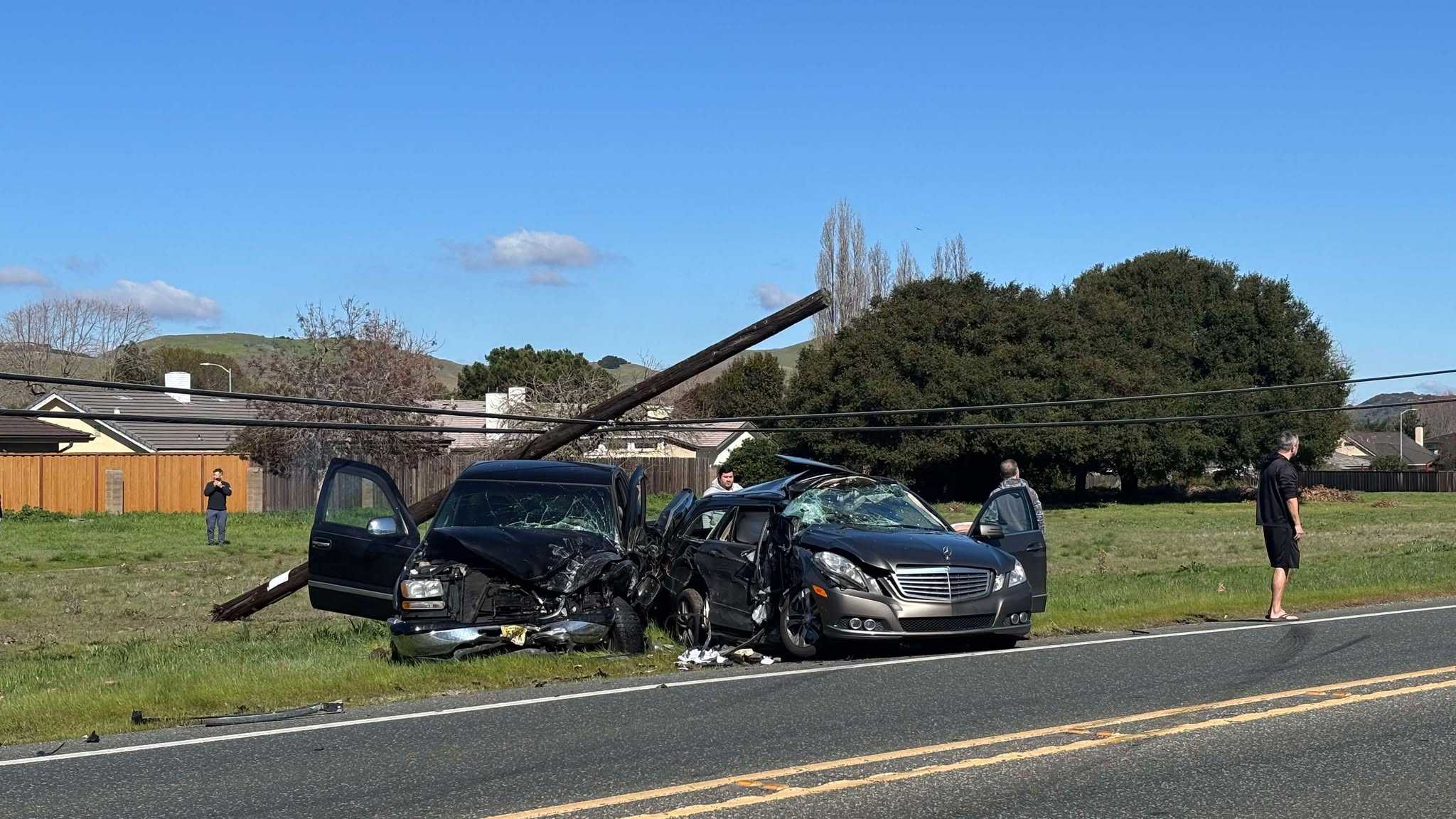 Traffic moving after crash takes down utility pole on Highway 68