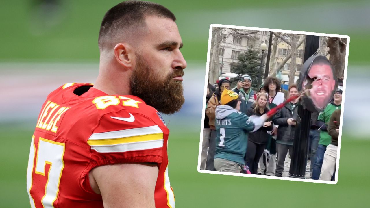 Super Bowl: Lustig oder abartig? Eagles-Fans zerstören Kelce-Pinata