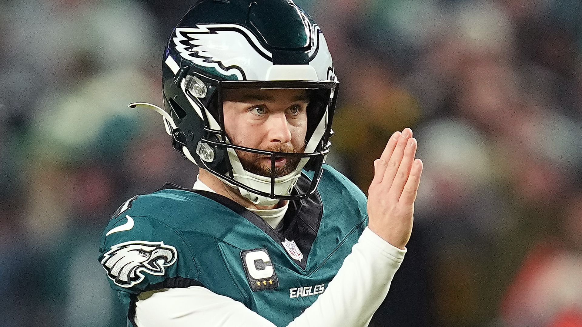 Jake Elliott takes the field at Super Bowl LIX well before kickoff