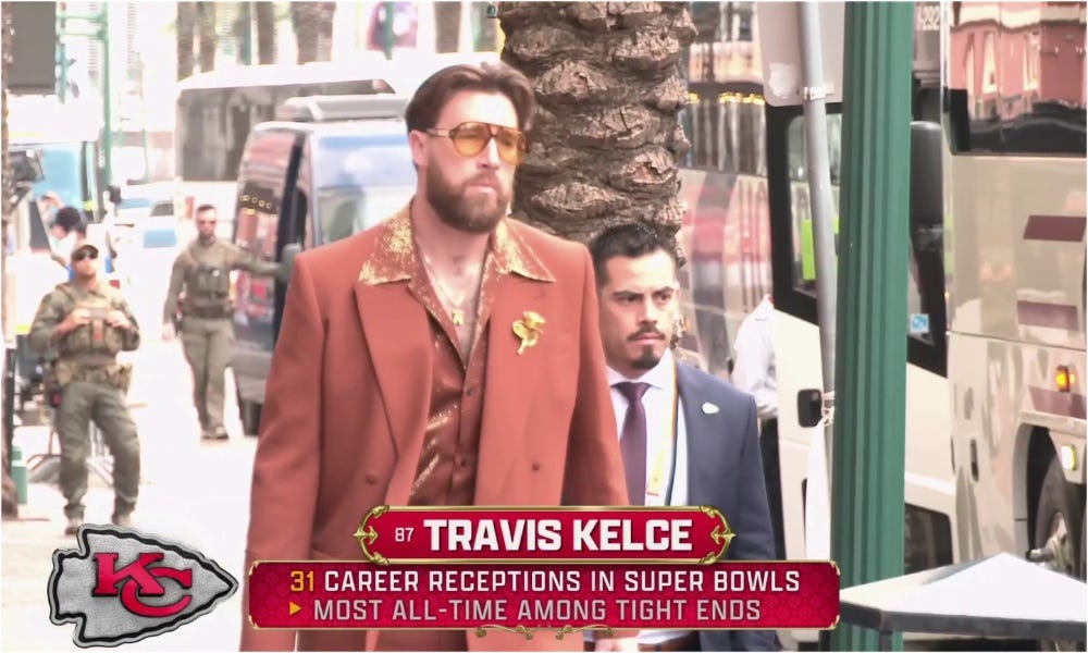 Travis Kelce's trippy 1970's-inspired look ahead of Super Bowl 2025 was ...