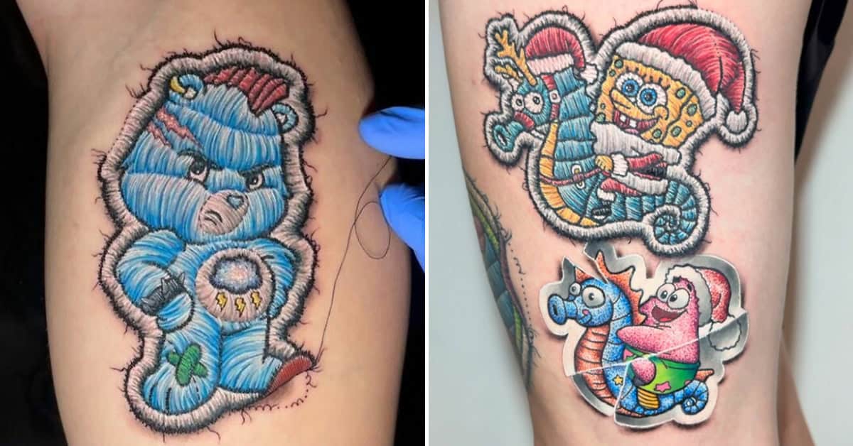 40 Embroidery-Inspired Tattoos So Realistic They Look Like They've Been ...