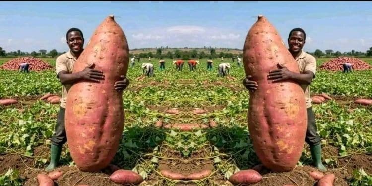 Truth Behind Kenyan Farmer Harvesting a Giant Sweet Potato