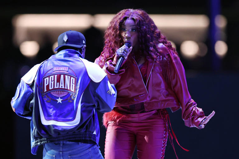 SZA is all laced up in red leather for Super Bowl 2025 halftime show ...