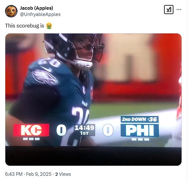 NFL fans slam the 'worst scorebug of all time' as the Super Bowl 2025 ...