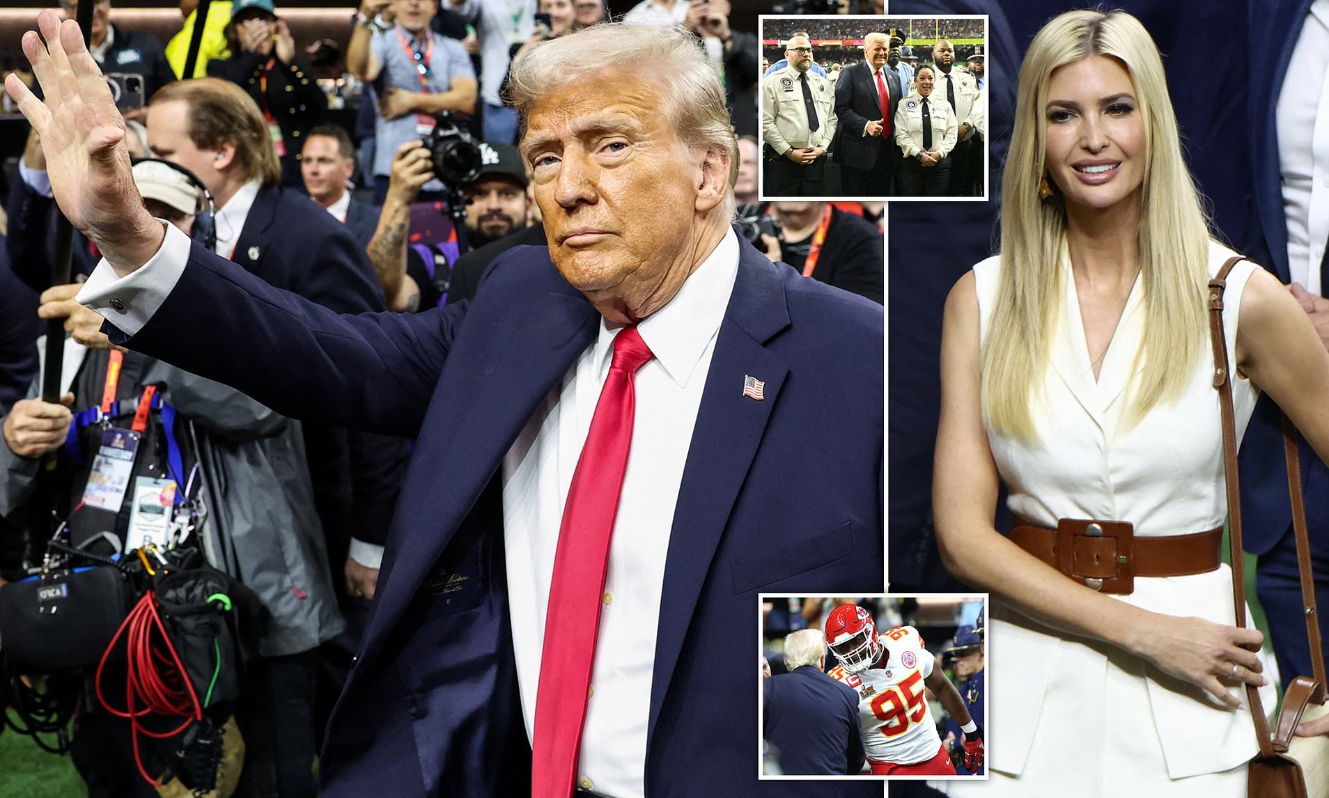 Trump sends Super Bowl crowd wild as he takes to the field with Ivanka ...