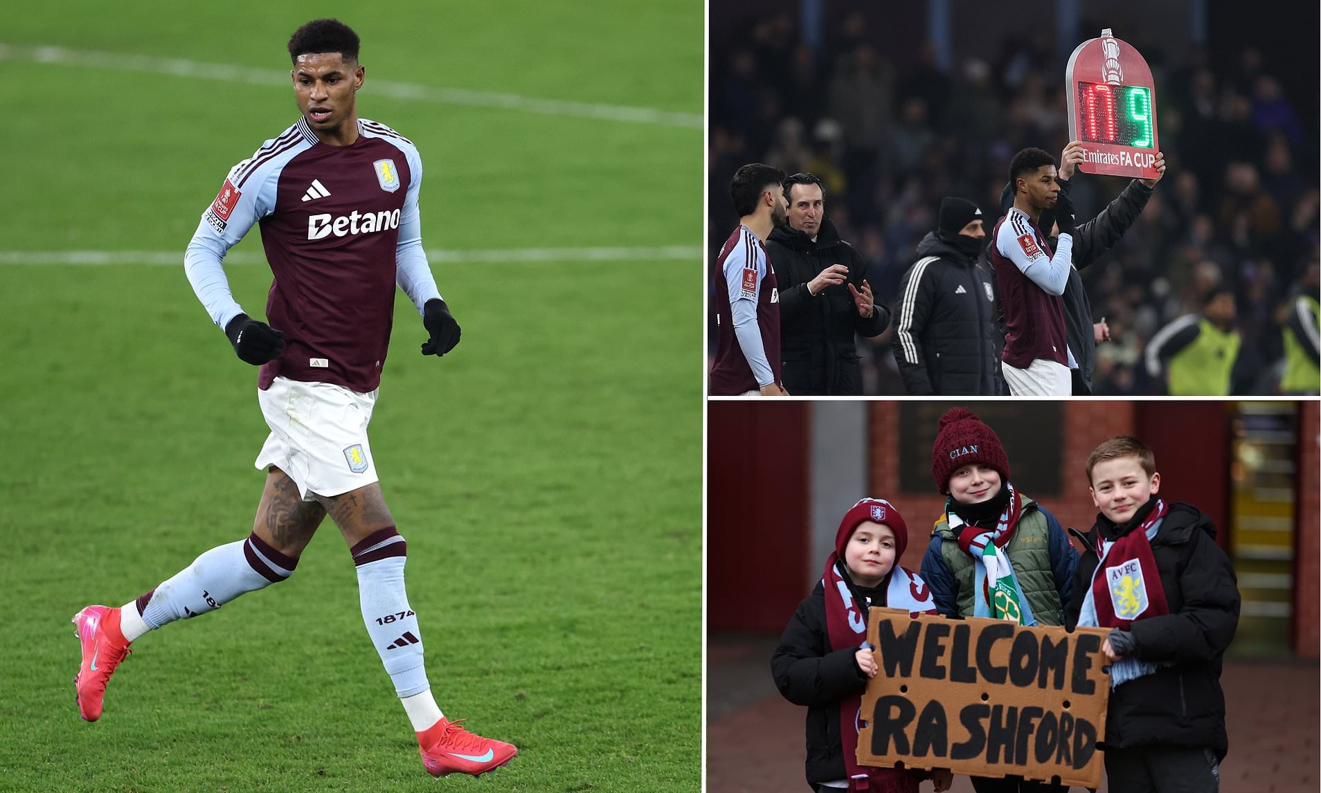 Marcus Rashford sends nine-word message to Aston Villa fans after Man ...