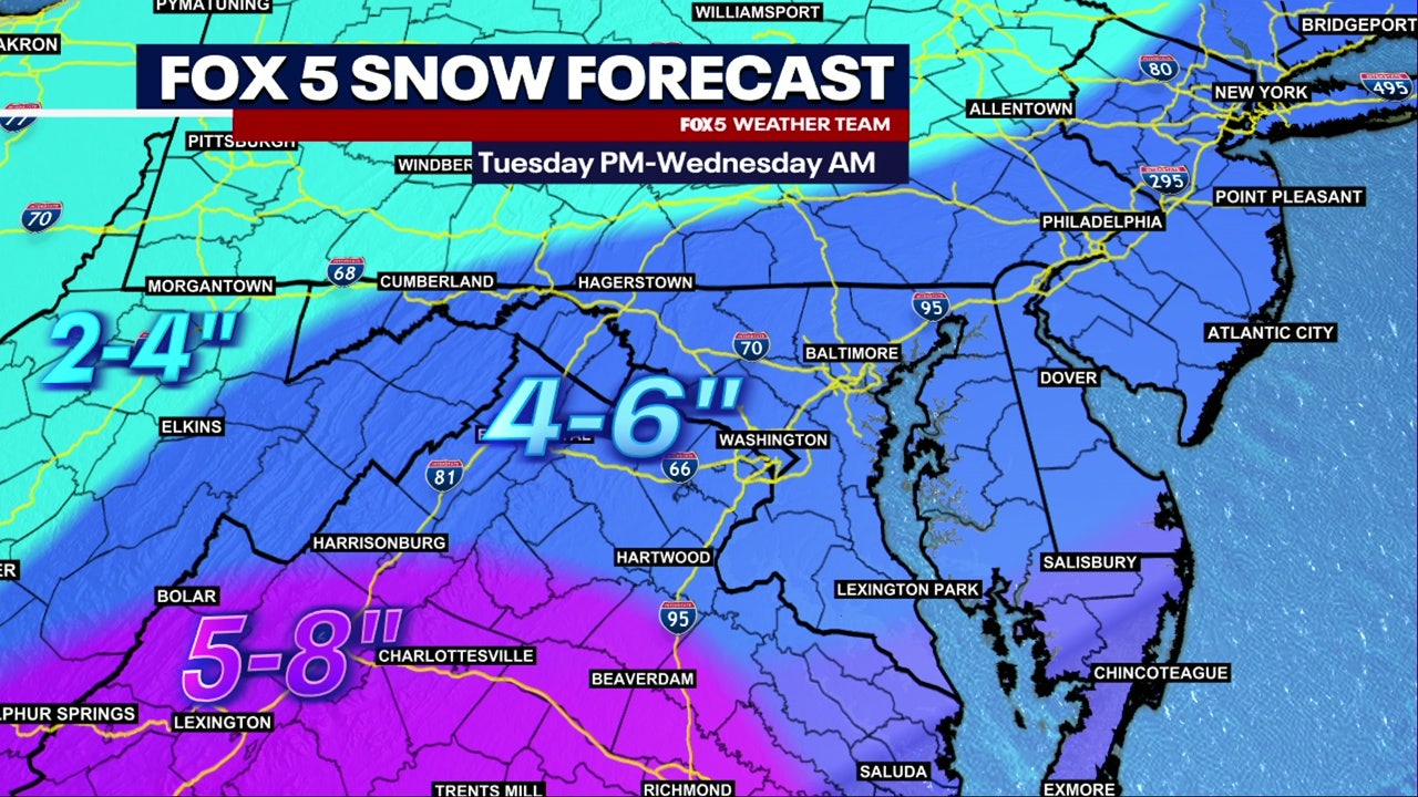 DC snow forecast: Winter Storm Warnings issued for DMV Tuesday into ...