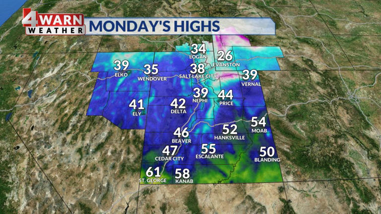 Clear and cold Monday will bring wet weather later this week