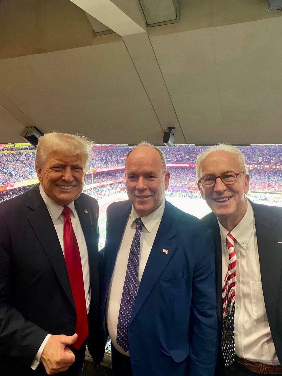 Prince Albert takes picture with Donald Trump as Princess Charlene ...
