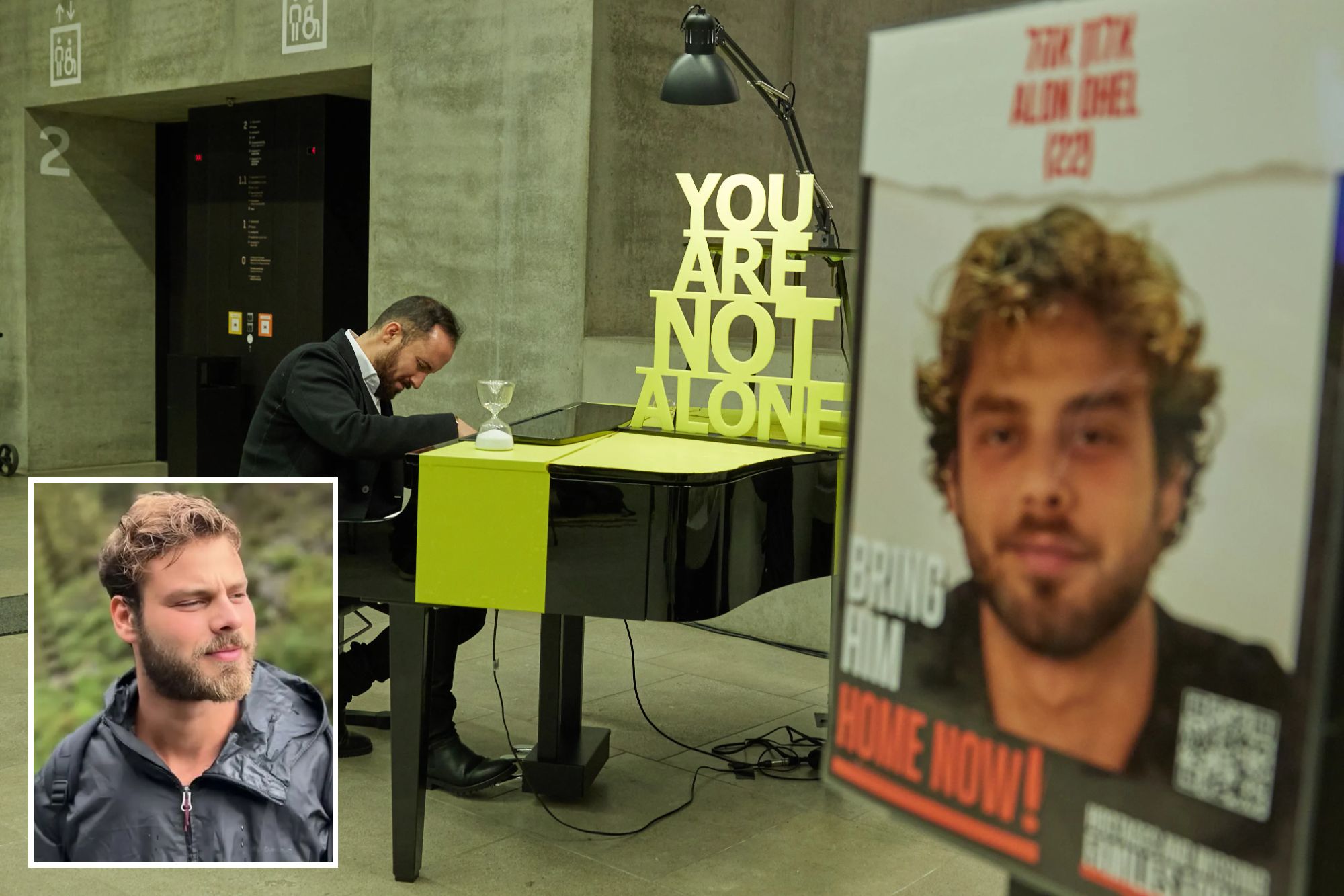 Family of Israeli hostage Alon Ohel holds ‘yellow piano’ concert near ...