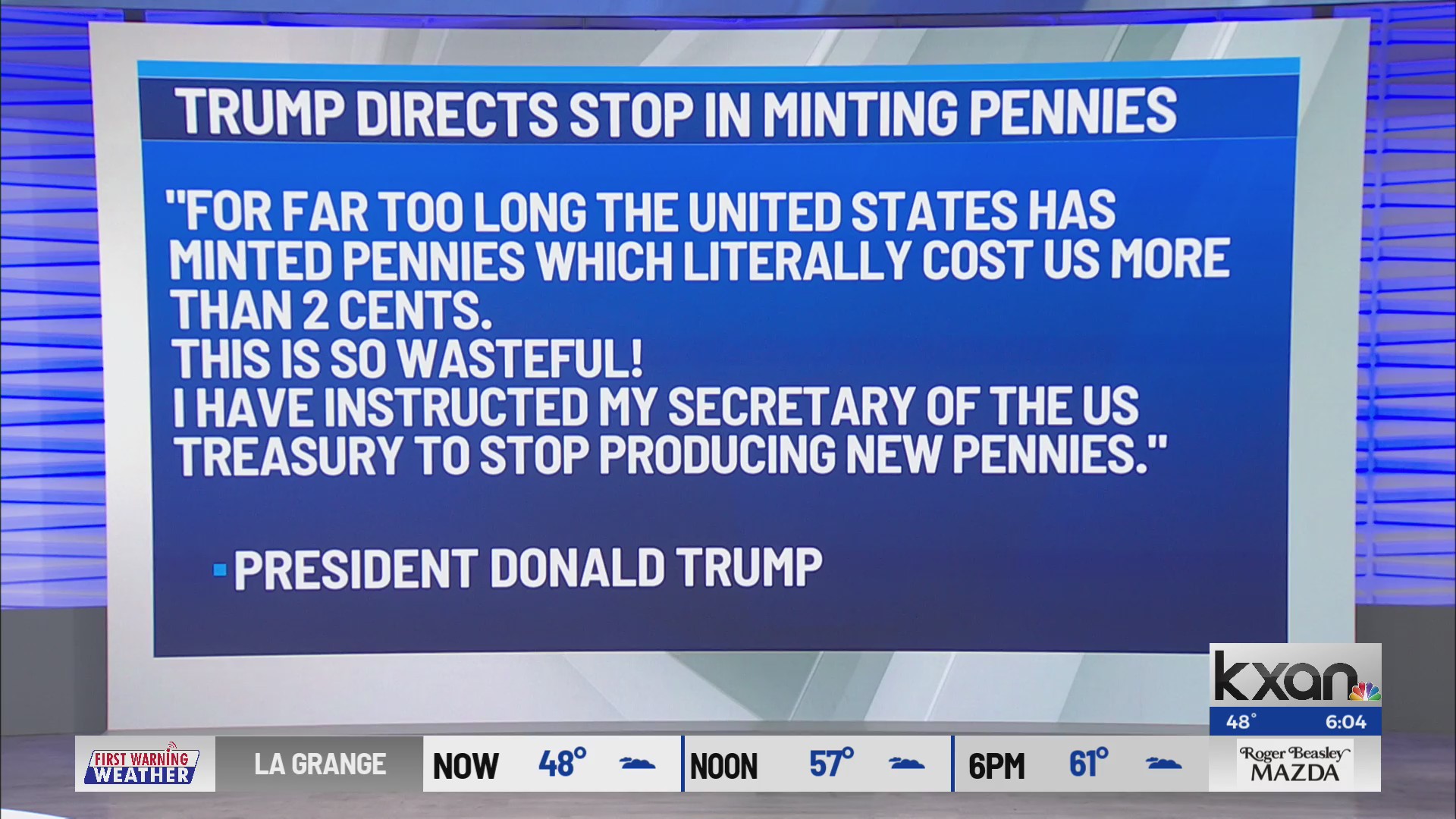 Trump says he has directed US Treasury to stop minting new pennies ...