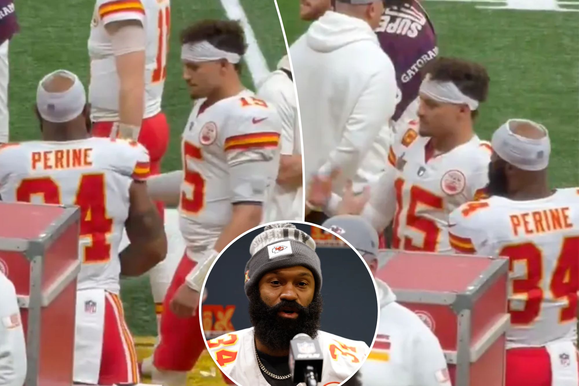 Patrick Mahomes snubs Samaje Perine while dapping up Chiefs teammates ...