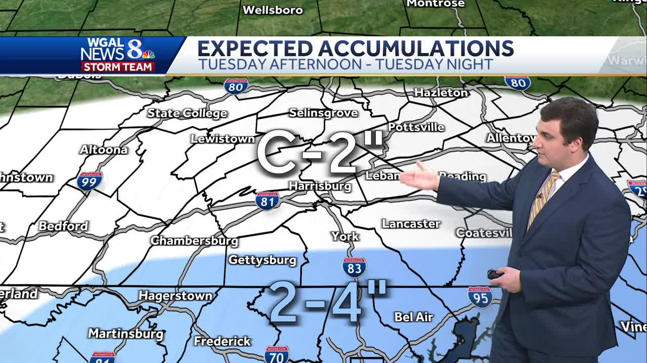Quiet Monday, Snow Develops Tuesday Afternoon In South-Central PA