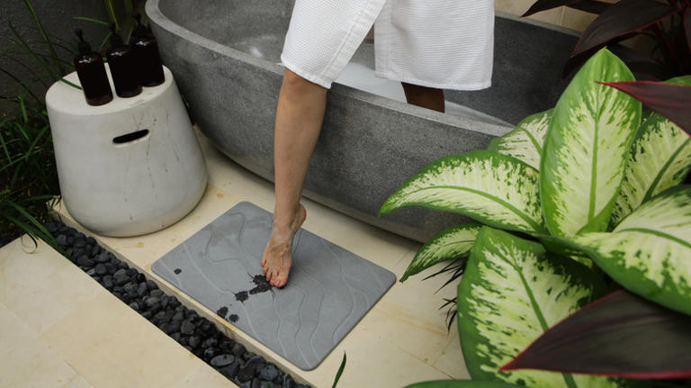 DIY A Stone Tile Bath Mat That's Easy To Clean