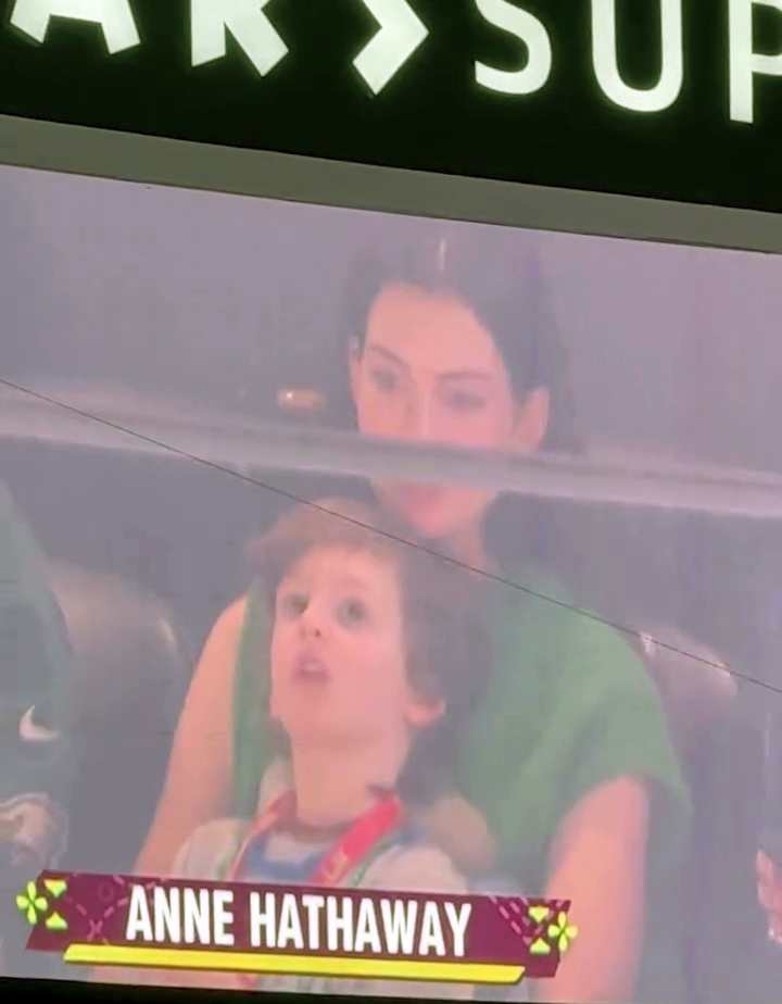 Anne Hathaway’s son Jack, 5, makes rare appearance at Super Bowl 2025