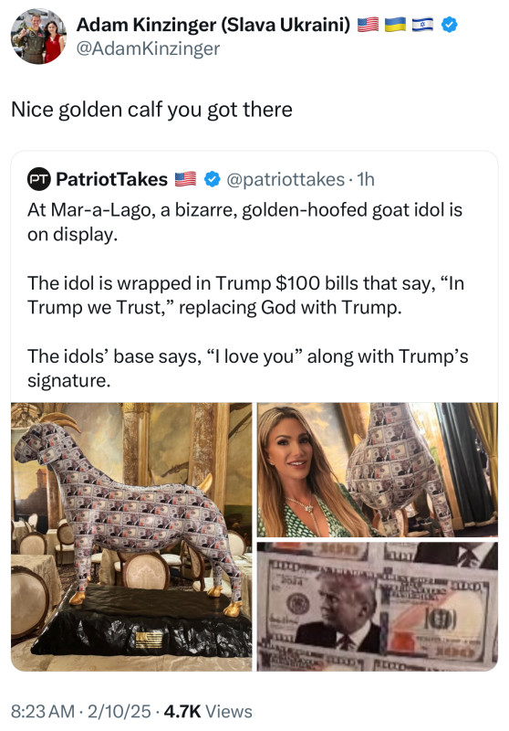Internet Reacts to Golden-Hoofed, Trump Cash-Covered Goat Idol at Mar-a ...