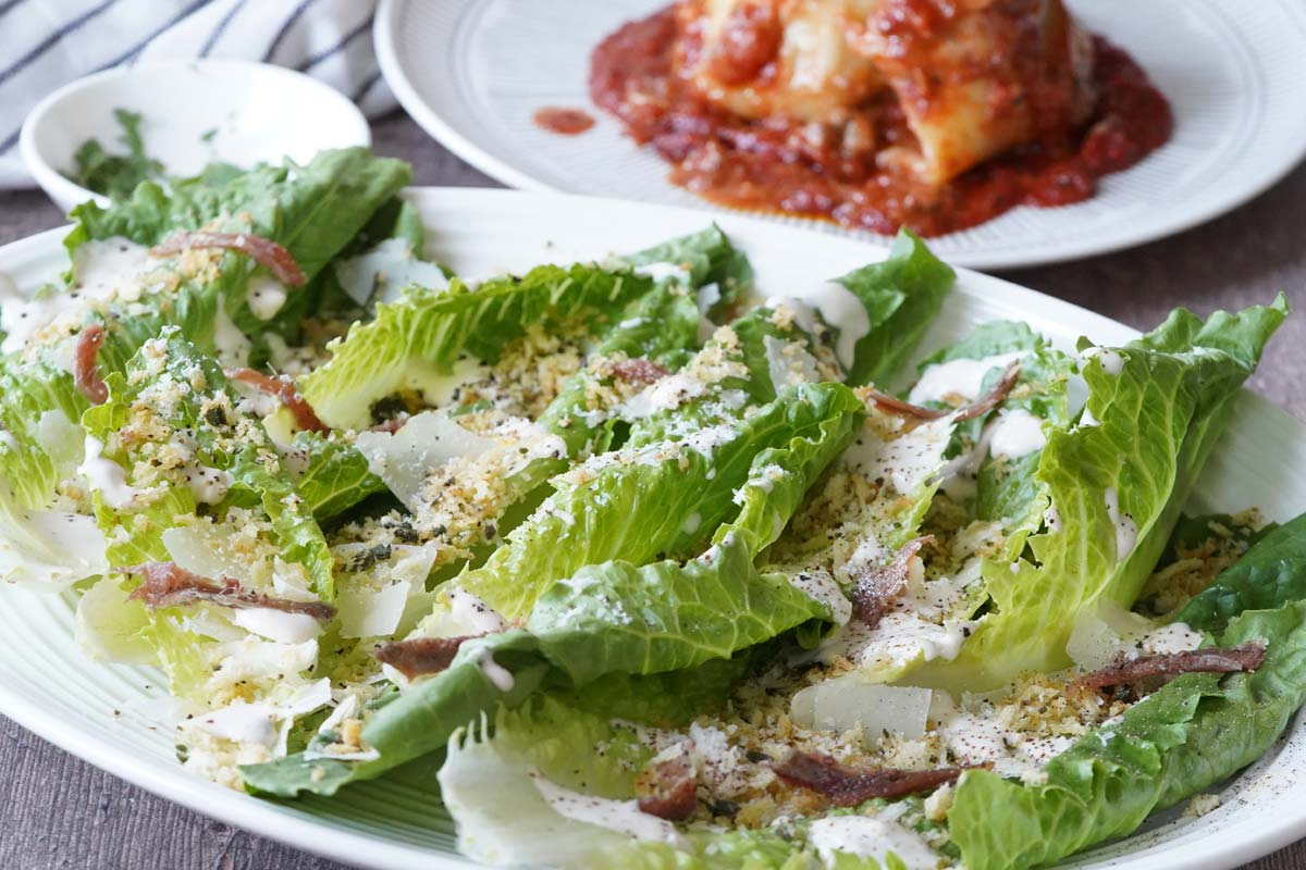 Caesar Salad with Crispy Breadcrumbs