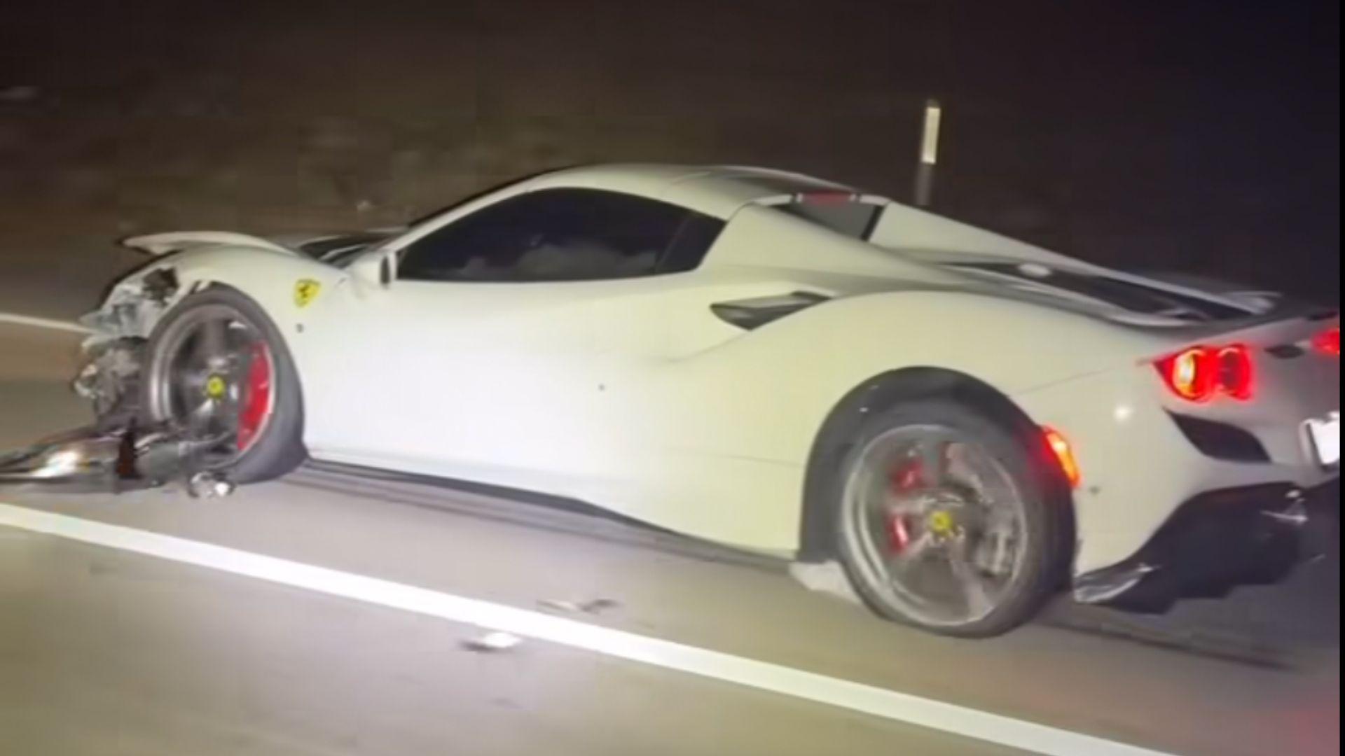 Crashed Ferrari Spotted Driving Through Los Angeles