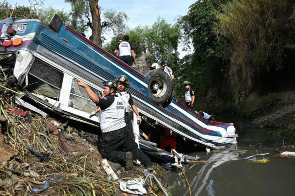 Guatemala bus crash: Harrowing image shows vehicle in ravine as 51 dead