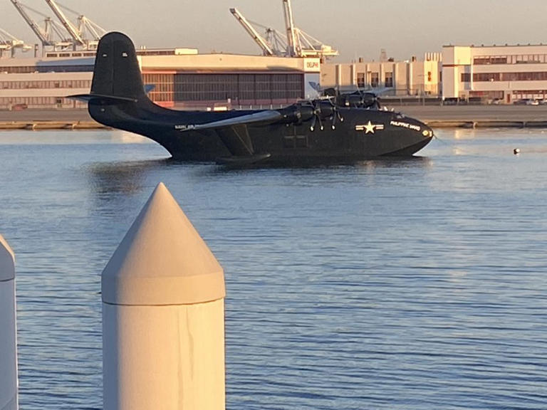 WWII-era Philippine Mars flying boat makes stopover in Alameda: photos