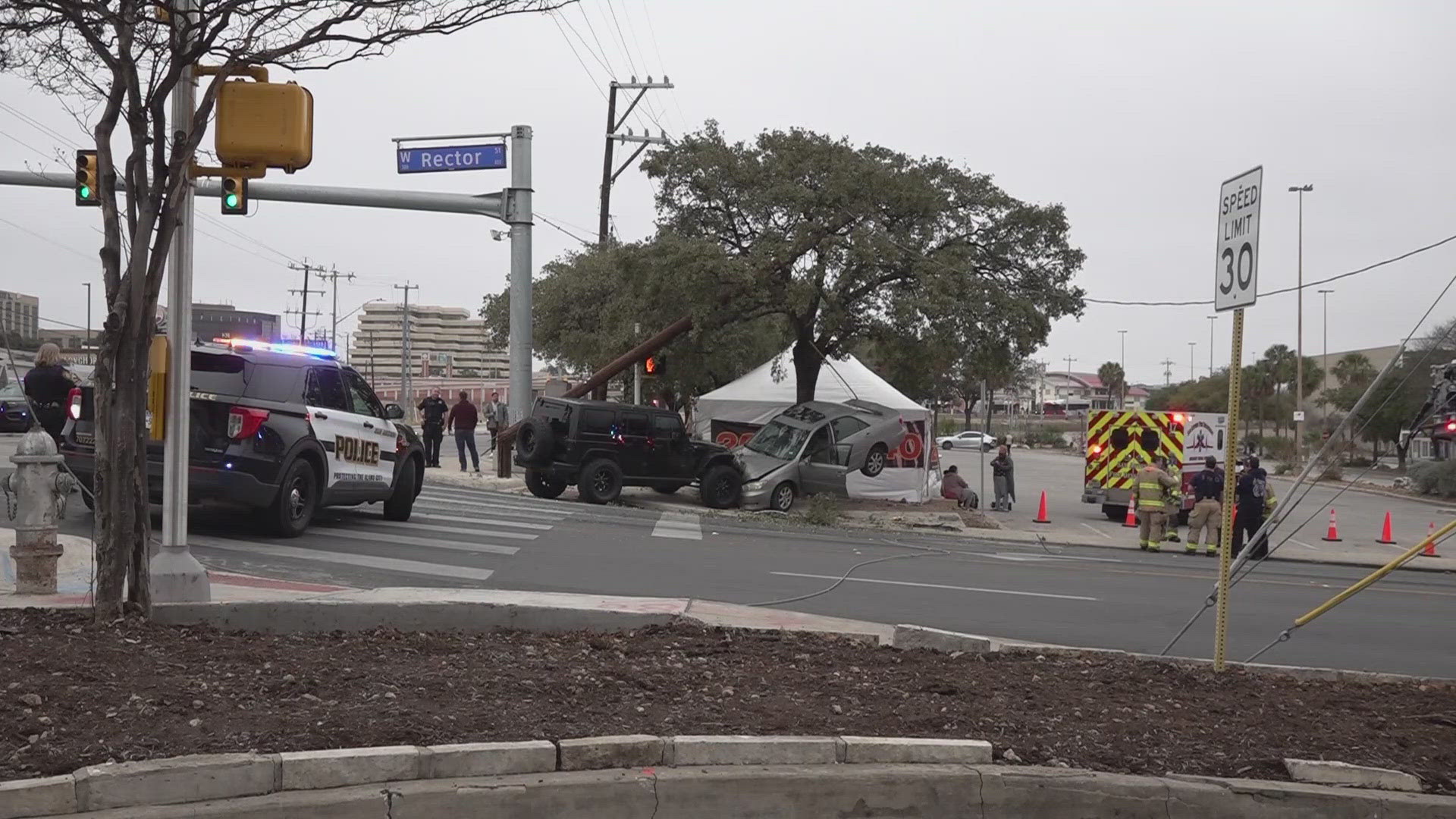 North-side crash leaves car in tree and utility pole shattered but no ...