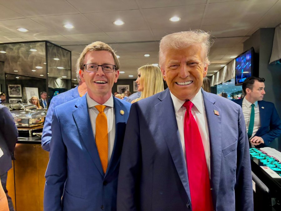 Dusty Johnson and Donald Trump at the Super Bowl