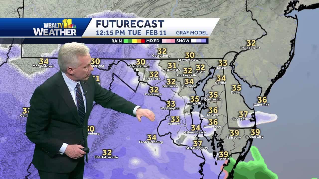 Maryland weather forecast: Snow, winter weather begin around noon Tuesday