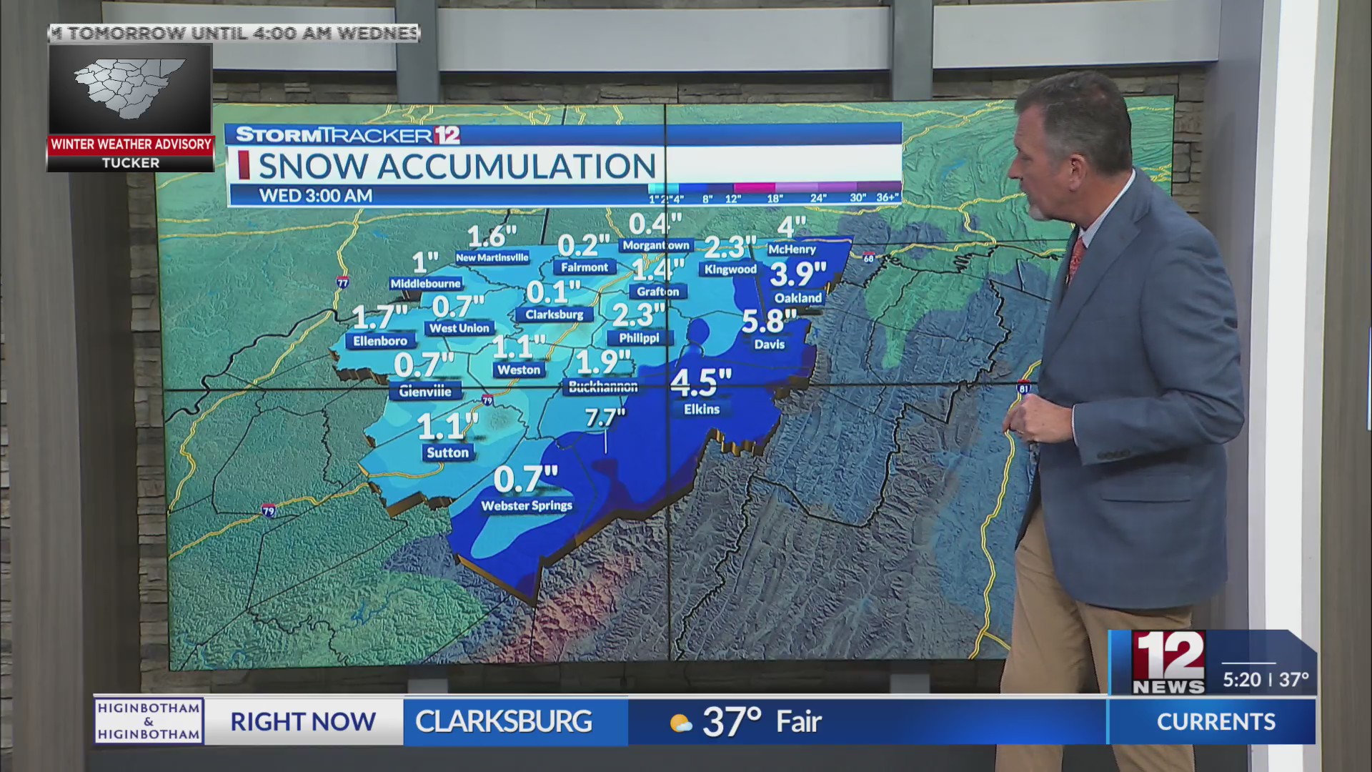 North central West Virginia snow forecast for Feb. 11