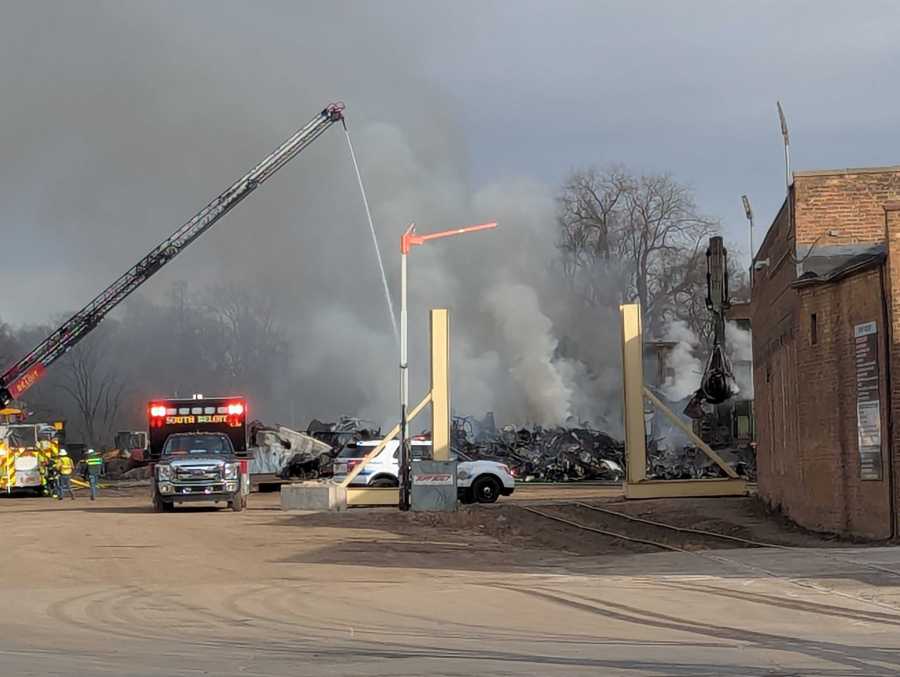 Firefighters respond to large fire at a metal recycling company near ...