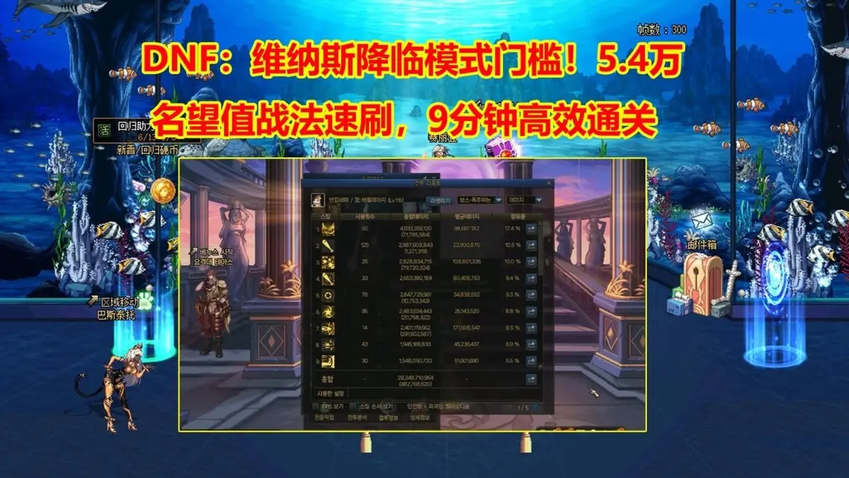 DNF：维纳斯降临模式门槛！5.4万名望值战法速刷，9分钟高效通关
