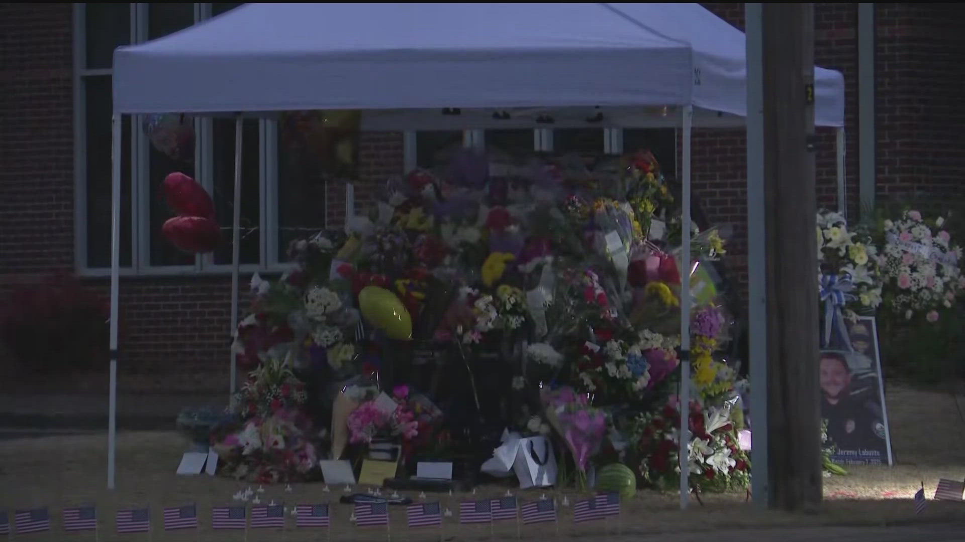 Memorial set up for Roswell Police Officer Jeremy Labonte