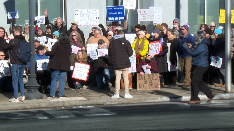 Over 100 people gathered to protest outside Senator McCormick's ...
