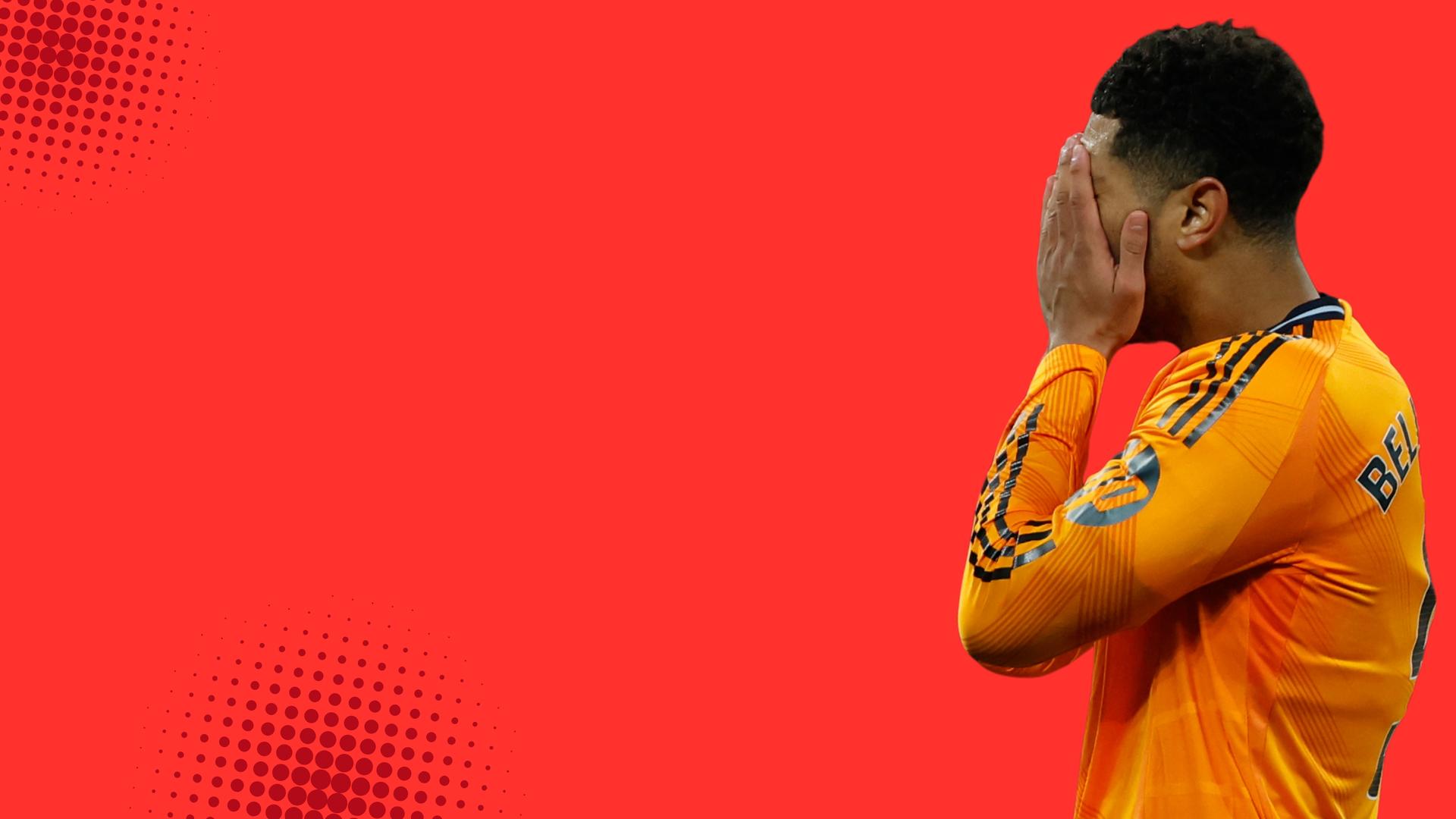 Cheeky! Jude Bellingham is left red-faced after being nutmegged by ...