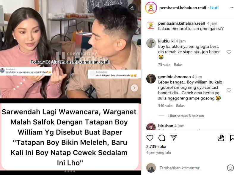Gak Kalah dari Ruben Onsu, Tatapan Boy William pada Sarwendah Bikin Baper, Ramai Didoakan Berjodoh