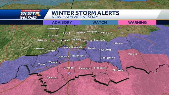 Tracking winter weather: 1-4+ inches of snow possible Tuesday