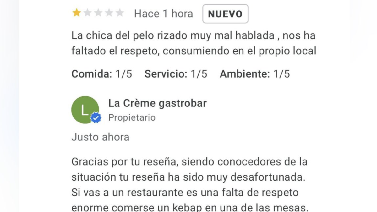 La surrealista reseña a un bar porque la empleada consume en su propio ...