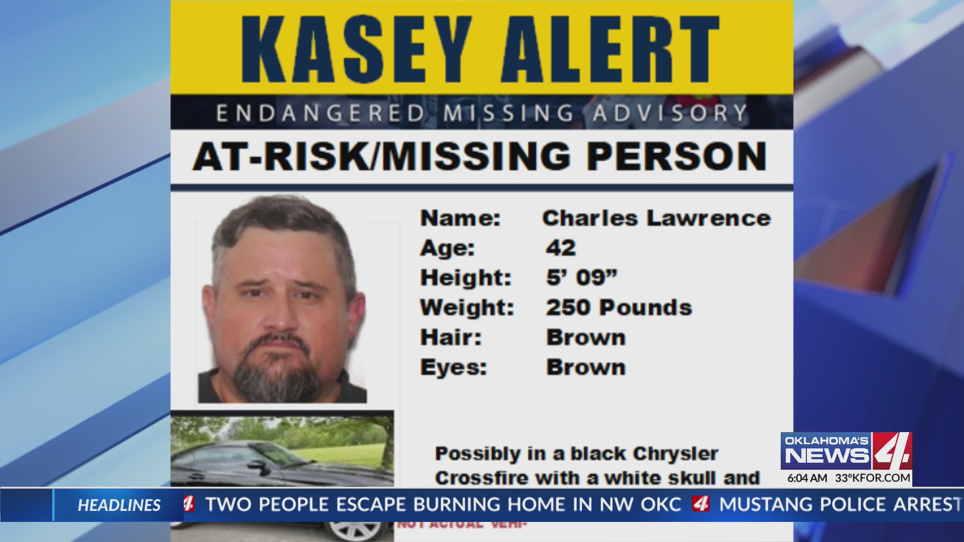 Kasey Alert issued for 42-year-old man last seen in Mustang