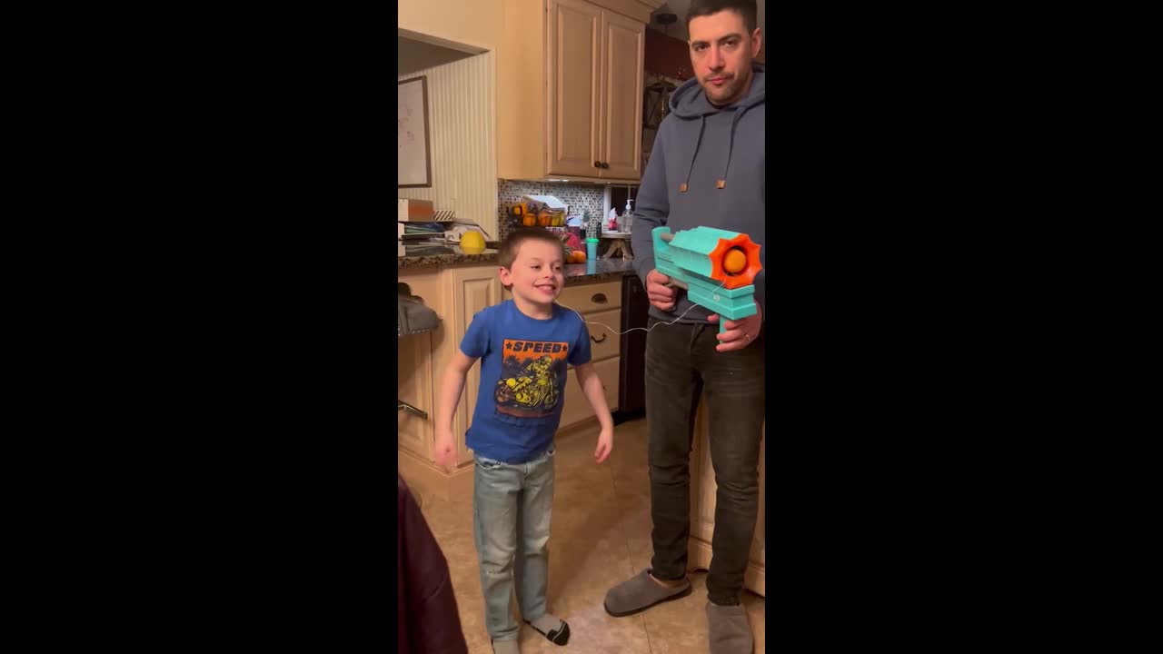 Six-year-old's epic tooth extraction using a Nerf gun