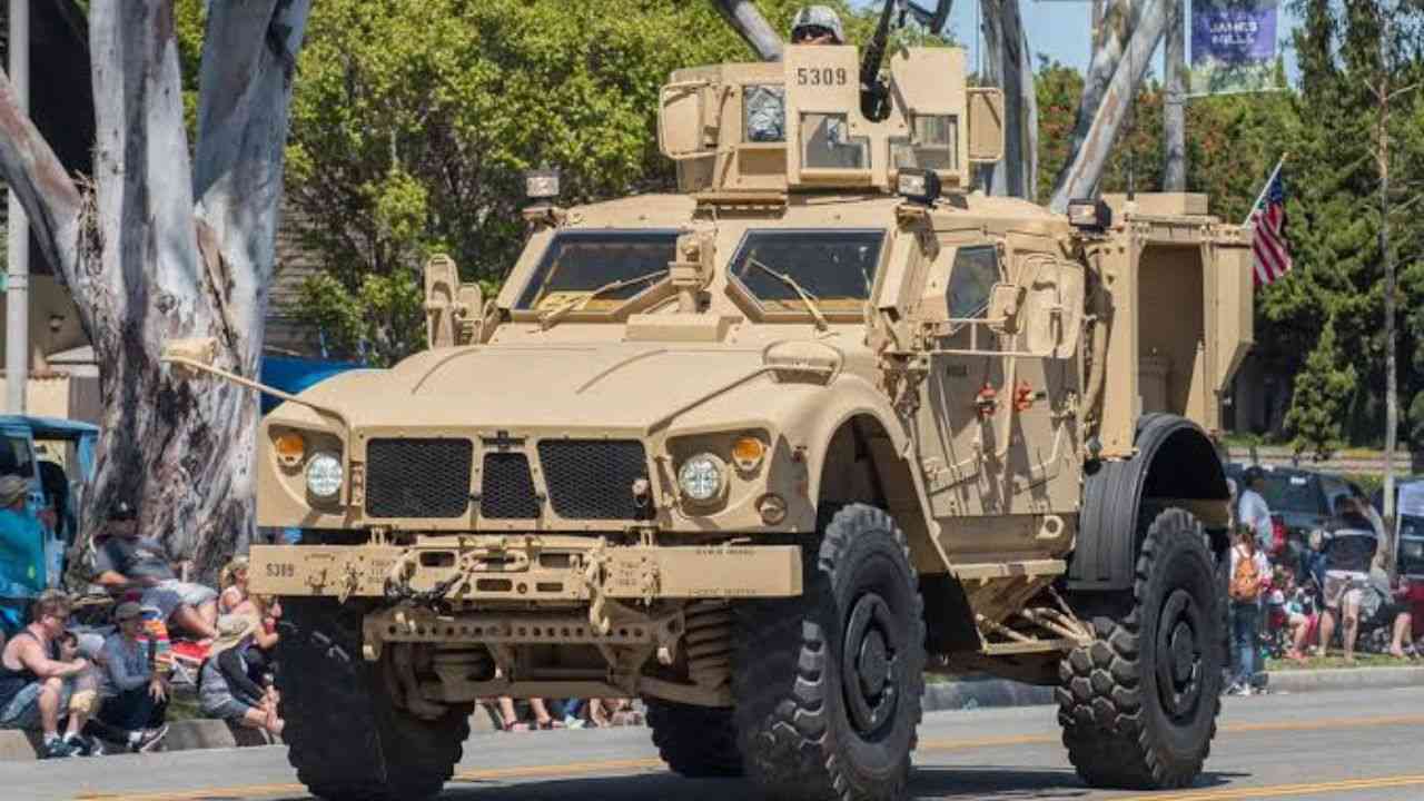 Ukrainian marines use an M-ATV armored vehicle to attack and destroy a ...
