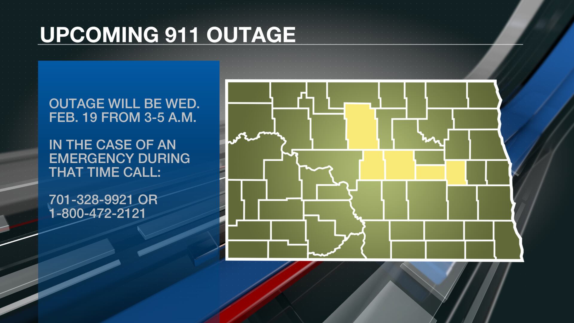 Upcoming 911 outage to affect several counties