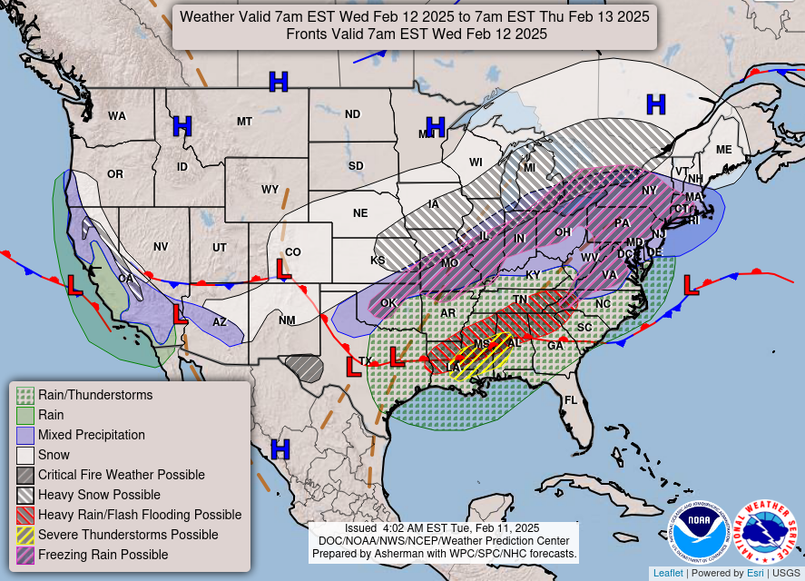 Winter storm warnings issued for 11 states Tuesday. What Indiana can expect
