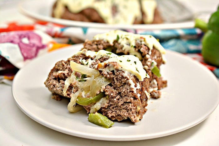 Amazing keto Philly cheesesteak stuffed meatloaf