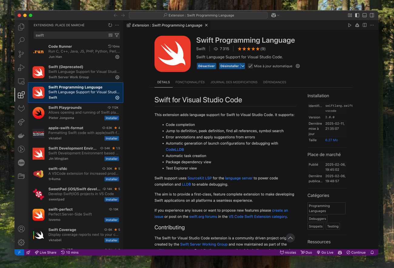 L’extension Swift pour Visual Studio Code est désormais prise en charge ...