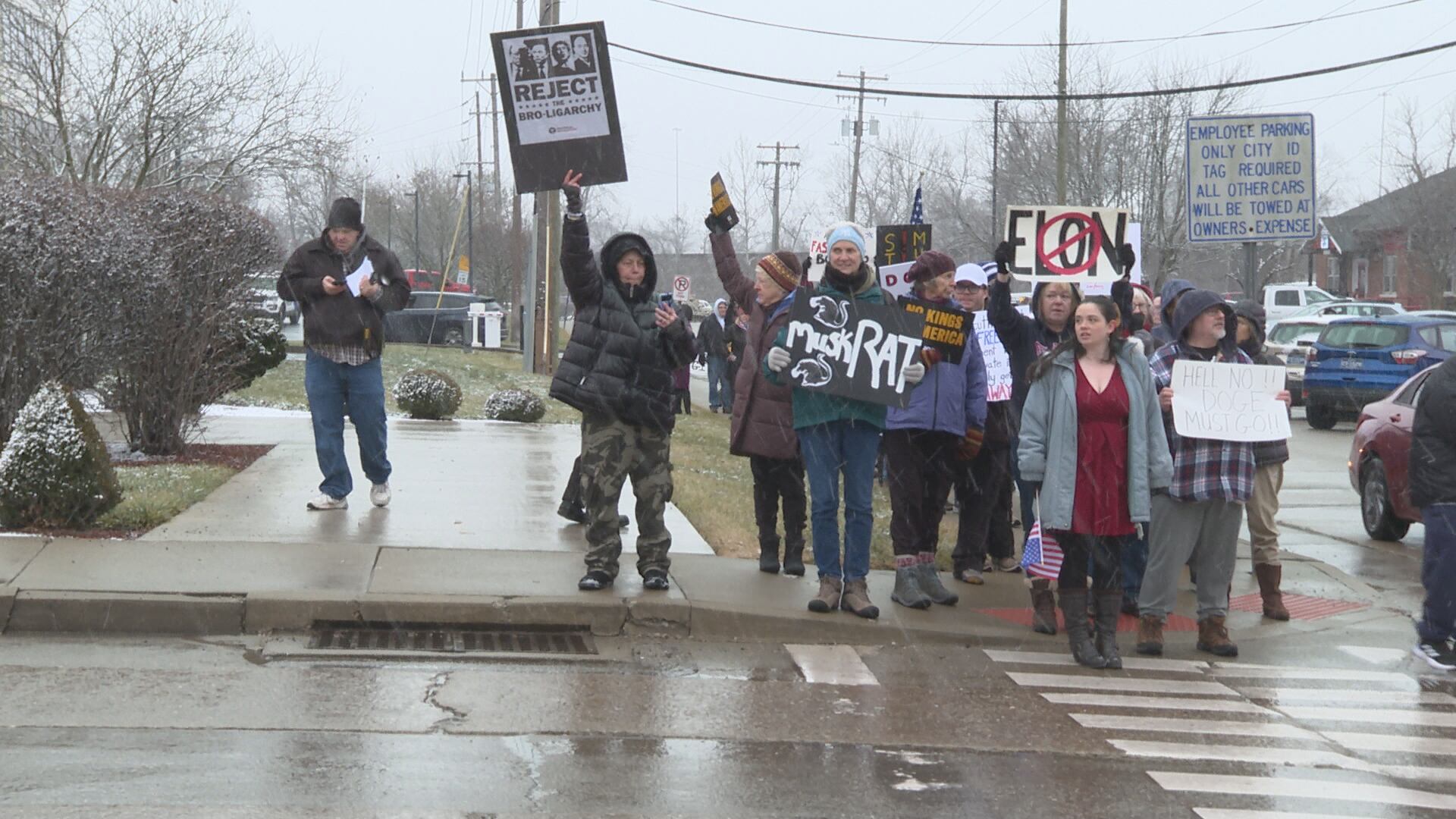 Demonstrators protest against reported DOGE visit to Parkersburg