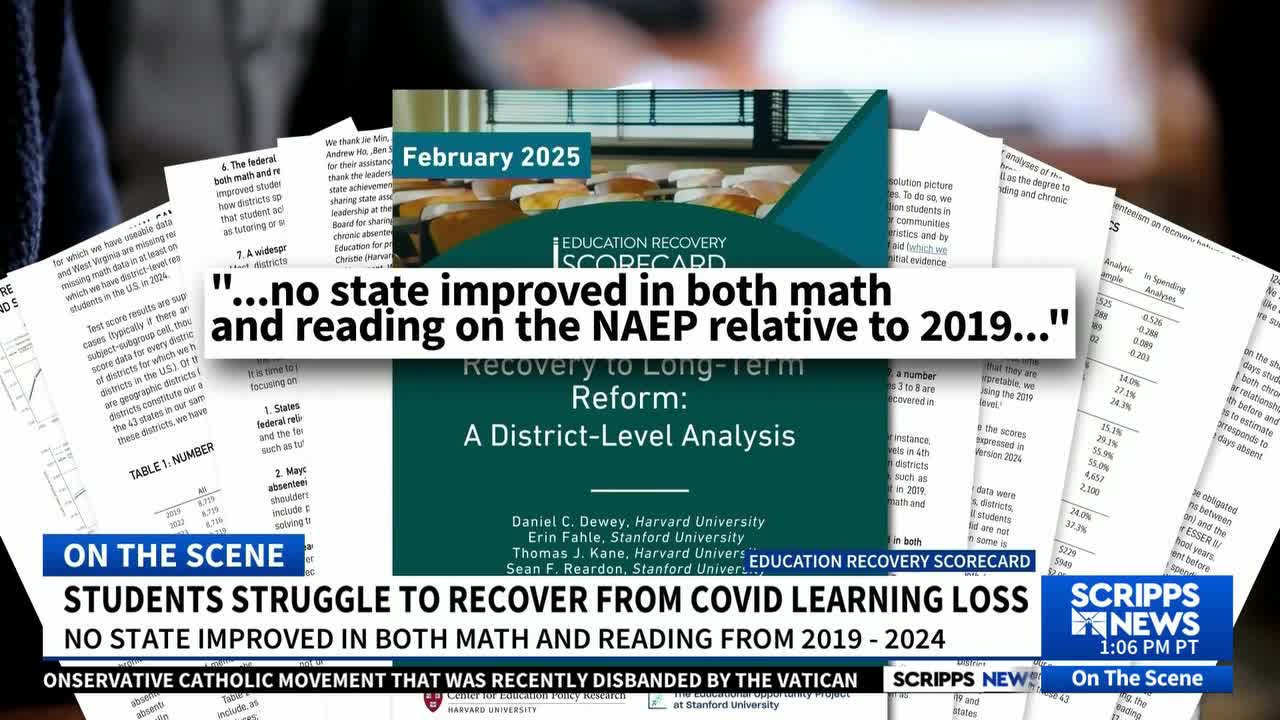 America's students lag behind pre-pandemic levels, report shows